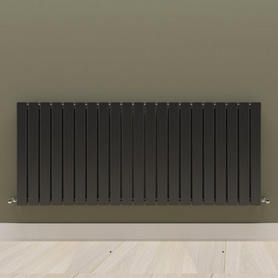 Horizontal Black Double Flat Panel Radiator (H) 600 mm x (W) 1428 mm.