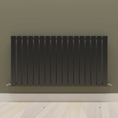 Horizontal Black Single Flat Panel Radiator (H) 600 mm x (W) 1156 mm.