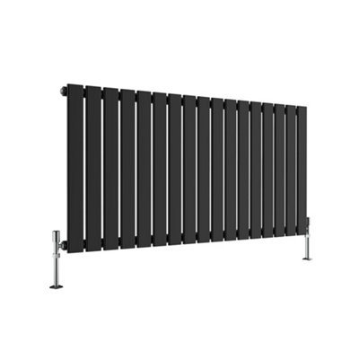 Horizontal Black Single Flat Panel Radiator (H) 600 mm x (W) 1156 mm.