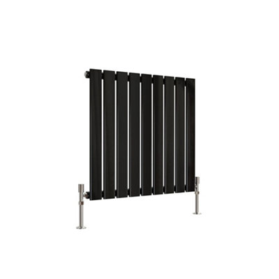 Horizontal Black Single Flat Panel Radiator (H) 600 mm x (W) 612 mm.