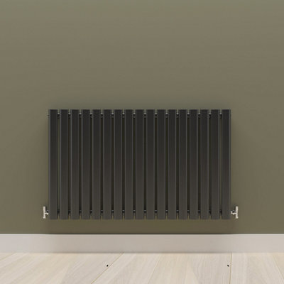 Horizontal Black Single Oval Panel Radiator (H)600mm x (W)1003mm.