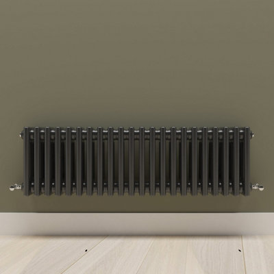 Horizontal Black Triple Column Radiator (H) 300mm x (W) 1010mm, 3190 ...