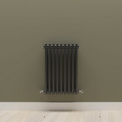 Horizontal Black Triple Column Radiator (H) 600mm x (W) 425mm, 2680 BTU ...