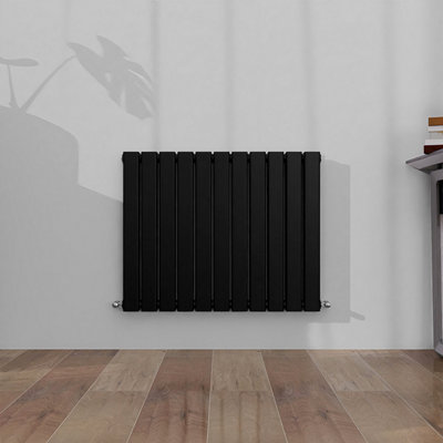 Horizontal Double Panel Flat Black Designer Radiator 600x748mm