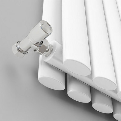 Horizontal Double Panel Oval Column White Designer Radiator 600x767mm