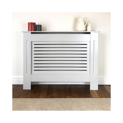Horizontal Grill French Grey Painted Radiator Cover - Small | DIY at B&Q