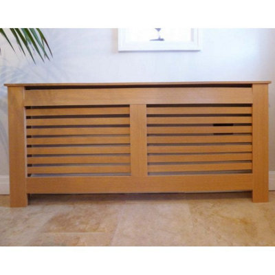 Horizontal Grill Oak Radiator Cover - Large | DIY at B&Q