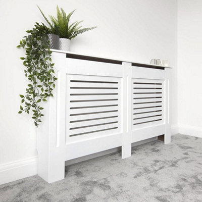 Horizontal Grill White Painted Radiator Cover - XL