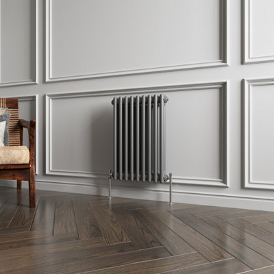 Horizontal Traditional 2 Column Radiator Anthracite (H)600mm (W)425mm 1889 BTU Cast Iron Style ...