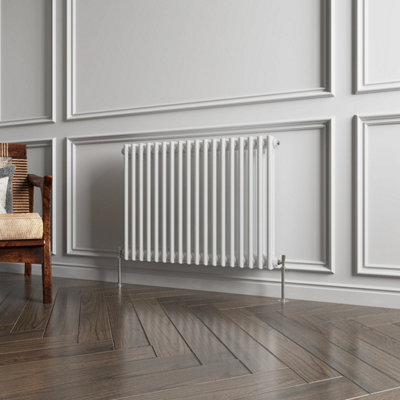 Horizontal Traditional 2 Column Radiator White (H)600mm (W)830mm 3760 ...