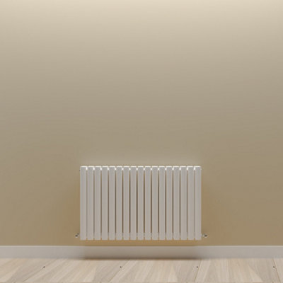 Horizontal White Double Oval Panel Radiator (H)600mm x (W)1003mm.