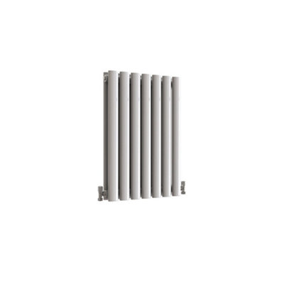 Horizontal White Double Oval Panel Radiator (H)600mm x (W)413mm.