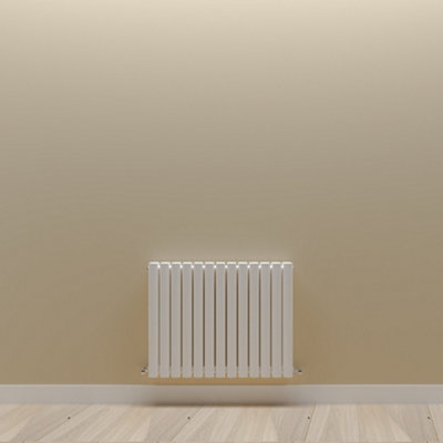 Horizontal White Double Oval Panel Radiator (H)600mm x (W)767mm.