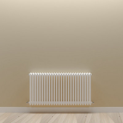 Horizontal White Triple Column Radiator (H) 600mm x (W) 1190mm.