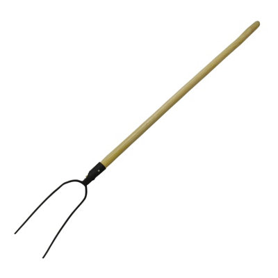 HORSE STABLE HAY PITCHFORK - 2 PRONG (FARM FORK MANURE GARDEN BLACK)