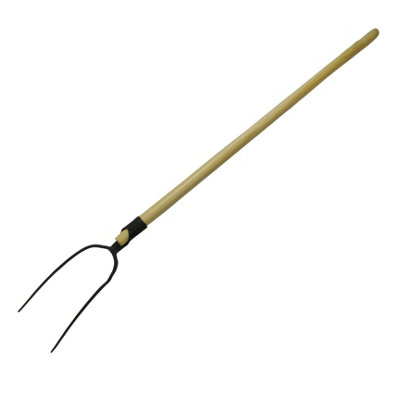 HORSE STABLE HAY PITCHFORK - 2 PRONG (FARM FORK MANURE GARDEN BLACK)