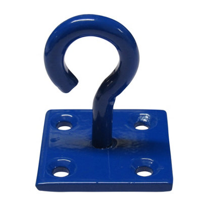Horse Tie Hook on Plates Blue - Pack of 4 (Rope Chain Tether Stable Anchor)