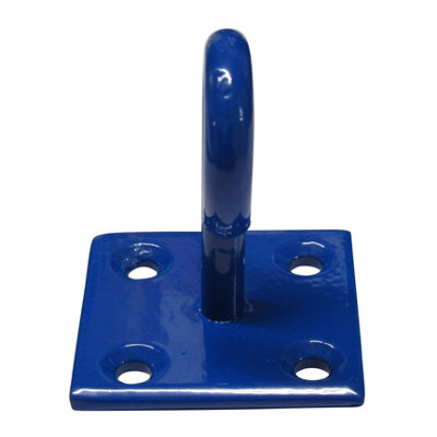 Horse Tie Hook on Plates Blue - Pack of 4 (Rope Chain Tether Stable Anchor)