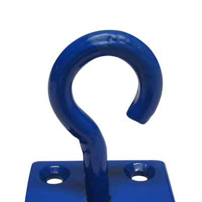 Horse Tie Hook on Plates Blue - Pack of 4 (Rope Chain Tether Stable Anchor)