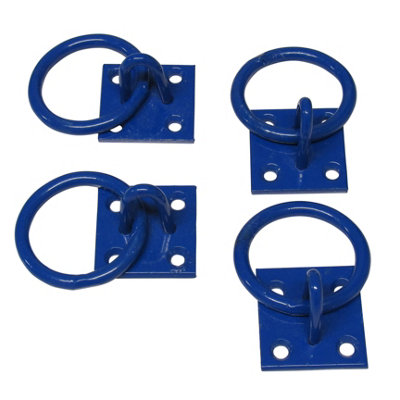 Horse Tie Rings on Plates Blue - Pack of 4 (Powder Coated Stable Dog ...