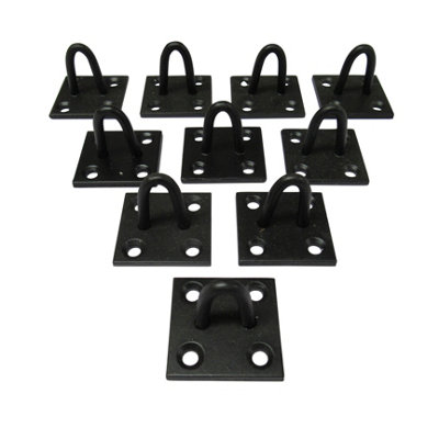 Horse Tie Staple on Plates Black - Pack of 10 (Rope Chain Tether Stable ...