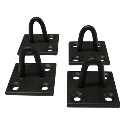 Horse Tie Staple on Plates Black - Pack of 4 (Rope Chain Tether Stable ...