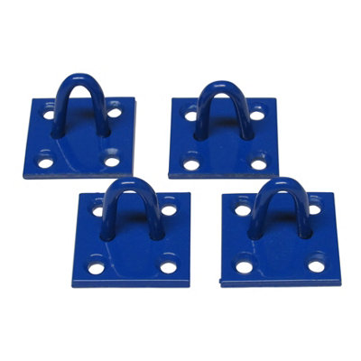 Horse Tie Staple on Plates Blue - Pack of 4 (Rope Chain Tether Stable ...