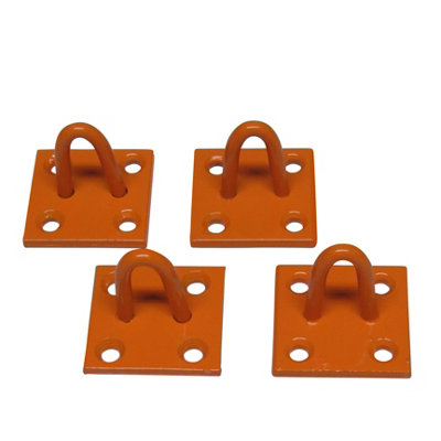 Horse Tie Staple on Plates Orange - Pack of 4 (Rope Chain Tether Stable ...