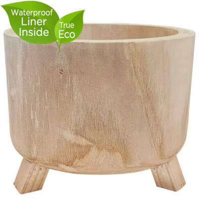 HORTICO™ Indoor Plant Pot on Feet, (Dia) 20cm GROWER Round Wooden ...