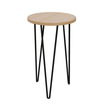 HORTICO Mid-Century Modern Black Plant Stand with Bamboo Wooden Top ...