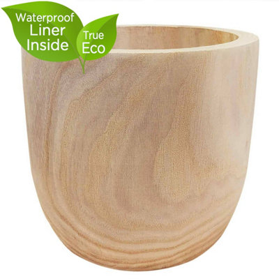 HORTICO RADIAL Brown Wooden House Planter Round Indoor Plant Pot for ...