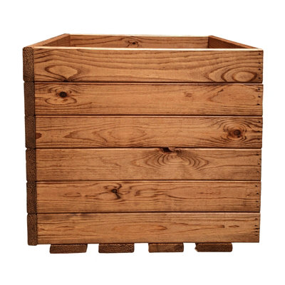 HORTICO Scandinavian Red Wood Square Wooden Planter for Garden, Outdoor ...