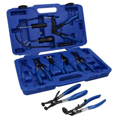 Hose Clamp Clip Plier Set, Swivel Jaw Flat Band Angled Removal Tool 9PC ...