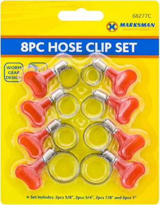 Hose Clip Set 16Pc Butterfly 2 Sizes Jubilee Type Easy Turn Pipe Clamp ...