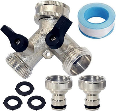 Hose Splitter 2 Way Kit Brass Y Hose Splitter with Control Valve 3 ...
