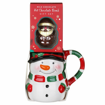 Hot Chocolate Bomb with Mug Christmas Gift Set Holiday Snowman Santa ...