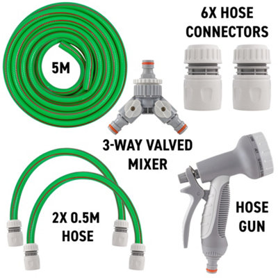 hot/cold dog shower kit with 5m hose,multi spray hose gun,adjustable ...