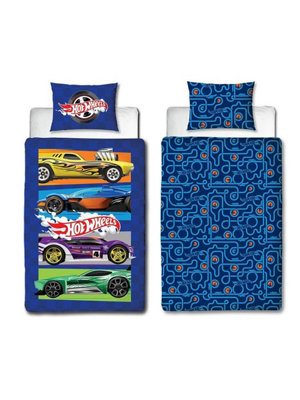 Hot Wheels Single Polycotton Duvet Cover and Pillowcase Set