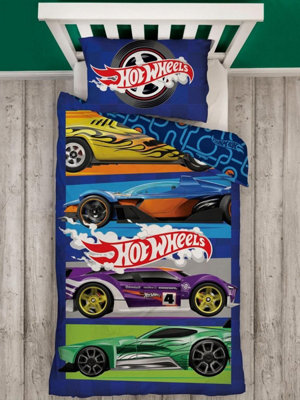 Hot Wheels Single Polycotton Duvet Cover and Pillowcase Set