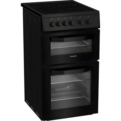 Hotpoint HTE5VCB - Black 50cm Electric Cooker - Ceramic Hob - A Energy
