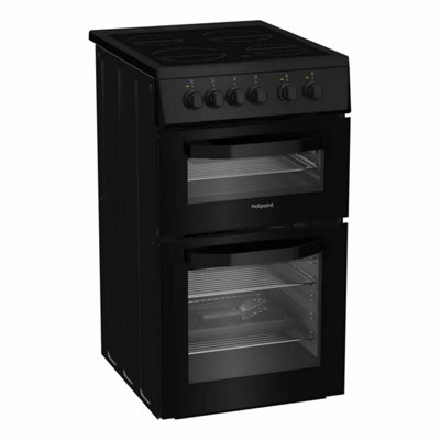 Hotpoint HTE5VCB - Black 50cm Electric Cooker - Ceramic Hob - A Energy