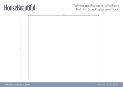 House Beautiful Pewter Glass Kitchen Self Adhesive Splashback 900mm x 750mm