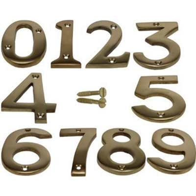 House No. 8 Door Number Brass Finish Numeric Digits Plate Plaque Gold ...