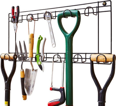 House of Home 11 Hook Tool & Garden Storage Rack Garage Wall Hanging ...