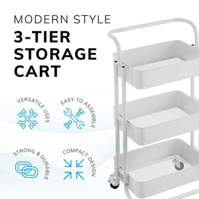 House of Home 3 Tier Storage Cart Trolley On Wheels Home Kitchen Office ...