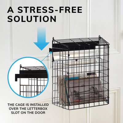 House of Home Black Letterbox Cage No Screws Needed Door Mail Box Post ...