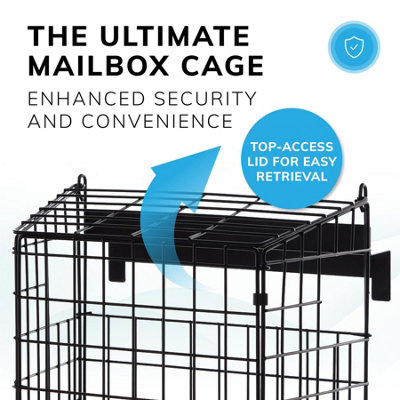 House of Home Black Letterbox Cage No Screws Needed Door Mail Box Post ...