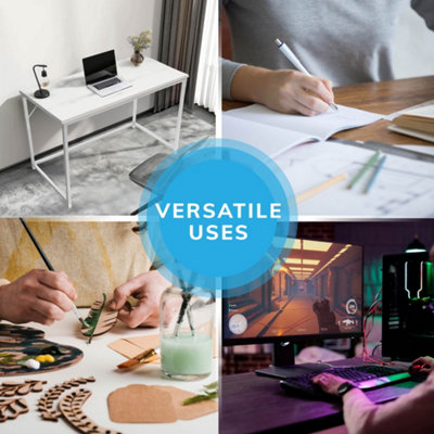 House of Home Computer Desk with White Metal Frame - Versatile Gaming ...