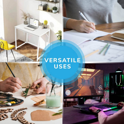 House of Home Computer Desk with White Powder Coated Finish Sturdy Home ...