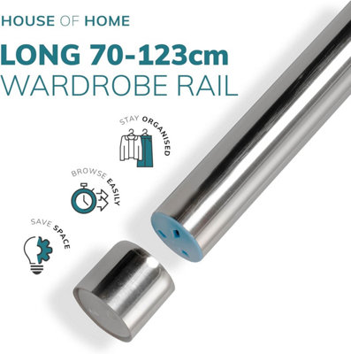 House of Home Extendable Wardrobe Pole 70-123CM Adjustable Rail Hanger ...
